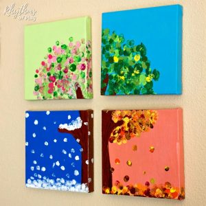 Four Seasons Handprint and Fingerprint Tree Art Project - Rhythms of Play