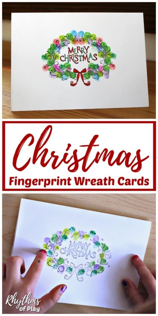 Fingerprint Christmas Wreath Cards | Rhythms of Play