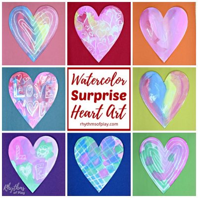 Surprise Watercolor Heart Art Painting Ideas - Rhythms of Play