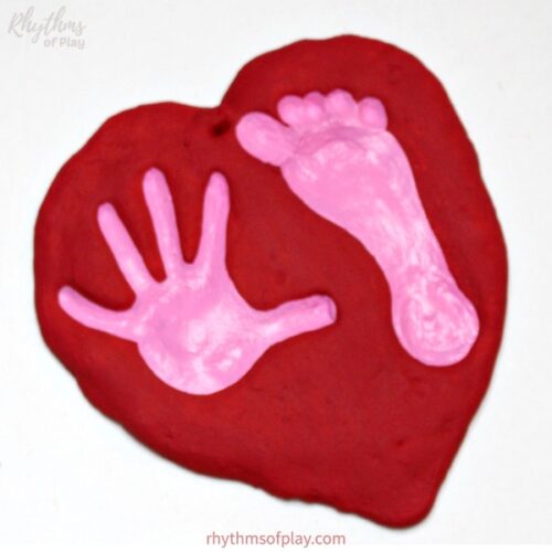 Salt Dough Handprint and Footprint Heart Crafts - Rhythms of Play