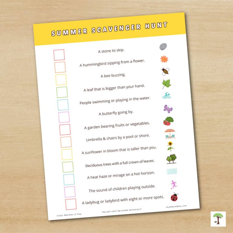 Summer Scavenger Hunt Printable - Rhythms of Play