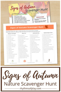 Signs of Fall Autumn Scavenger Hunt Idea - Rhythms of Play