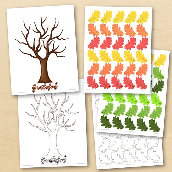 Gratitude and Thankful Tree Printable with Leaves