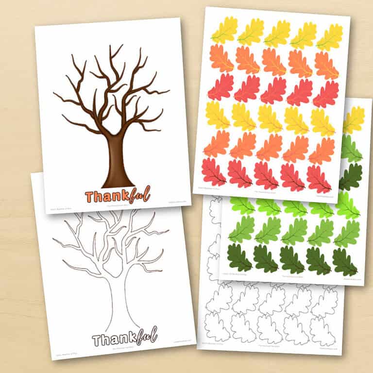 Gratitude and Thankful Tree Printable with Leaves