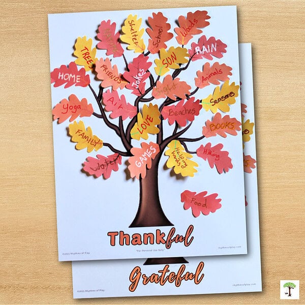 Gratitude and Thankful Tree Printable with Leaves