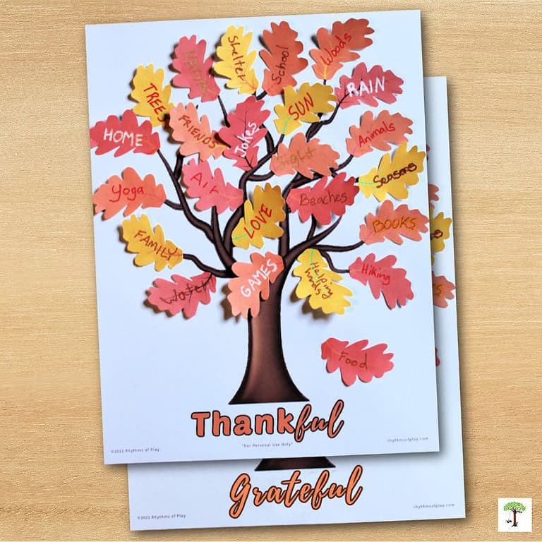 Gratitude and Thankful Tree Printable with Leaves