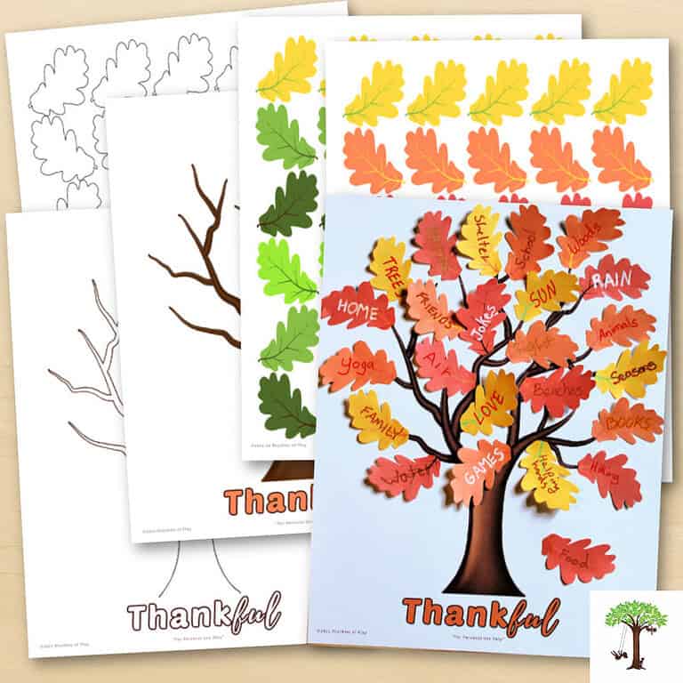 Gratitude and Thankful Tree Printable with Leaves