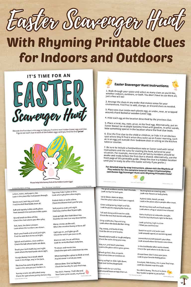 Easter Egg Scavenger Hunt with Rhyming Printable Clues
