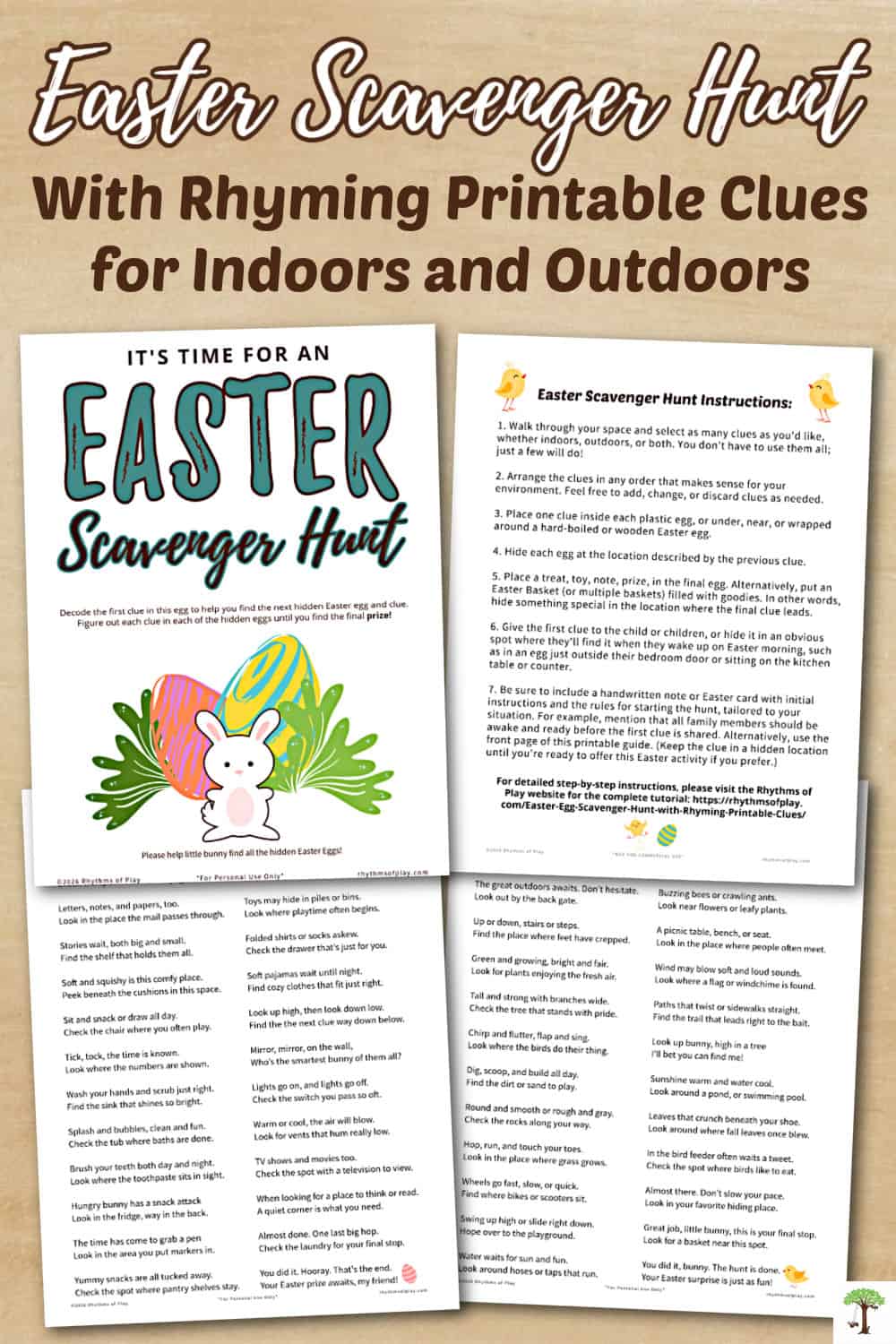 Easter Egg Scavenger Hunt with Rhyming Printable Clues